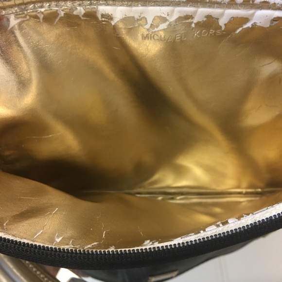 Bags | Michael Kors Mk Est 1981 Black Gold Purse | Poshmark